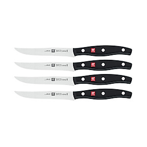 ZWILLING Twin Signature Steak Knife Set of Four, Razor-Sharp, Made in Company-Owned German Factory with Special Formula Steel perfected for almost 300 Years, Dishwasher Safe