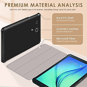 DETUOSI Slim Case for Samsung Galaxy Tab E 9.6" 2015 (SM-T560/ T567), Galaxy Tab E 9.6 inch Tablet Case, Tri-fold Folio PU Leather Protective Case for Galaxy Tab E 9.6" Cover, SM-T560NU Case #Black