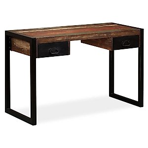 YUHI-HQYD Desk with 2 Drawers,Laptop Table,Writing Desk with Drawers,Home Office Desks,Secretary Desk,Perect for Office or Home Study,Easy to Assemble, Solid Reclaimed Wood 47.2"x19.7"x29.9"