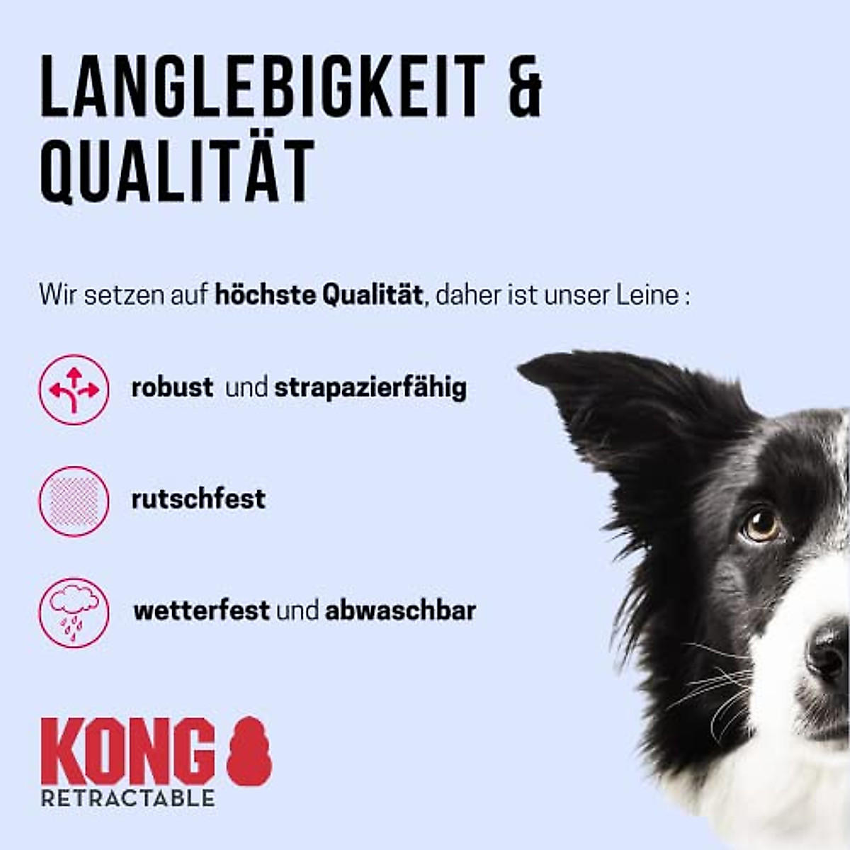 Alcott Kong Ultimate Retractable Dog Leash, Extra Large, Grey, 16' Long