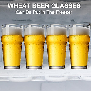 Baalaka Beer Glasses 16 oz, Pint Glasses Set of 4, Pilsner Beer Glasses, Wheat Beer Glasses, Glasses Drinking Set, Glassware Gift for Men