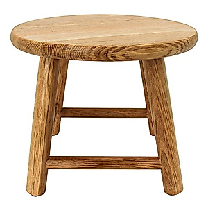 CONSDAN Kids Stool, Milking Stool, USA Grown Oak, Plant Stand, Handcrafted Solid Wood Stool, 9" Low Stool, Round Step Stool, Wooden Stool for Kids, Small Short Stool, Shoe Changing Stool(Natural)