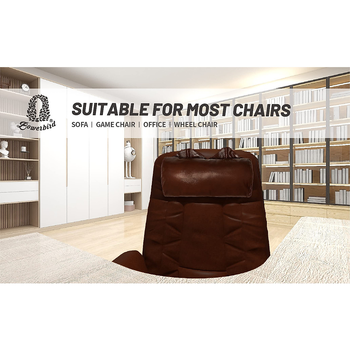 BOWERBIRD Genuine Leather Recliner Head Pillow-Head and Neck Pillow-Headrest Cushion for Neck Pain Relief and Cervical Support