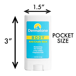 Dermatone Travel Size Anti-Chafe Body Stick | Fragrance Free | Prevent Friction & Chaffing Skin Balm | | Long Lasting | Use for thigh, arm, chest, butt rubbing | Small .5oz Stick