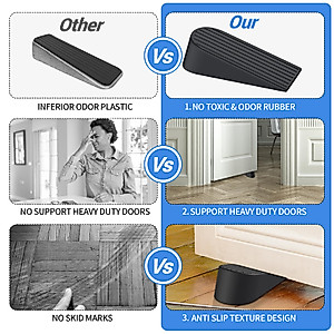 Big Door Stopper, 2 Pack Extra Large Rubber Door Stoppers for Bottom of Door, High 1.9 Inches Rubber Door Stops for All Floor Surfaces, Non-Scratching Doorstops Wedge are Non-Slip＆Sustained (2 Pack)