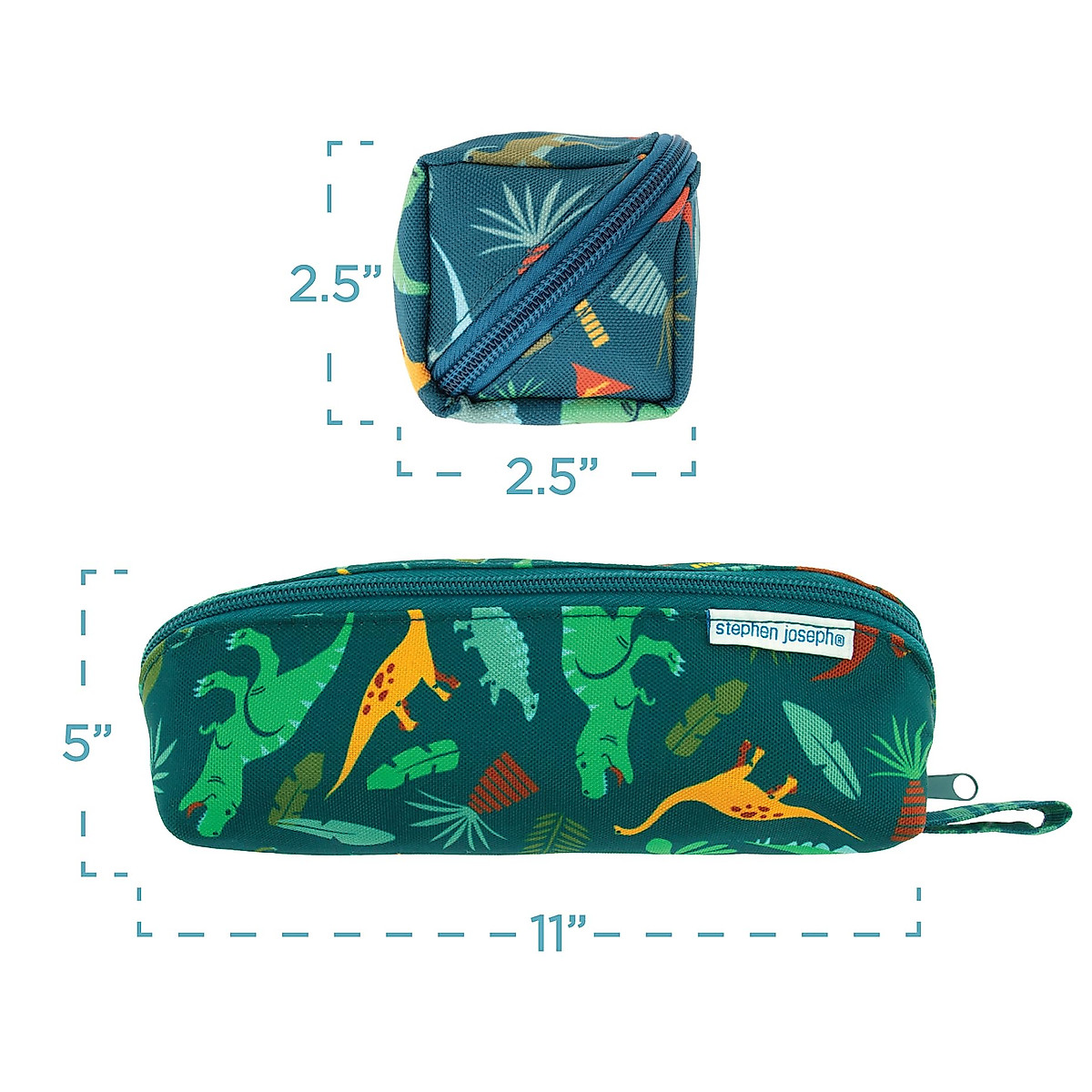 Stephen Joseph All Over Printed Pencil Pouch | Multipurpose Kids School Stationary Case, Colorful Cute Designs with Large Space for Pencils and Pens, Dino, Pencil Case
