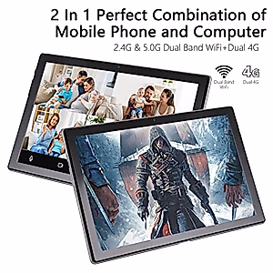 Veidoo Android Tablet 10 inch, 4GB RAM 64GB ROM | 1920x1200 FHD | 13MP+5MP Camera | 2.0Ghz Octa Core | 6000mAh | TF Card 128G Expand | 2.4G/5G Wi-Fi | BT 5.0| GPS | Type-C | Tablet with Keyboard