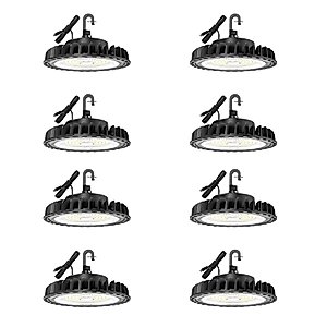 HYPERLITE 8P 105W LED High Bay Light 140lm/W UFO LED High Bay Light with US Plug,Non-Dim,5000k Daylight ETL Listed High Bay LED Lights for Warehouse Workshop Factory Barn