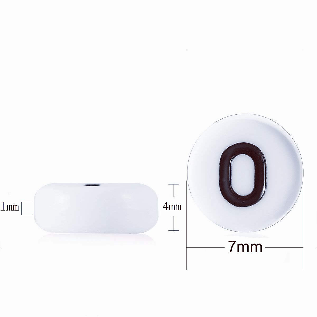 Amaney 500pcs Number Beads 7x4mm 0-9 Heart # White Acrylic Plastic Round Shape Loose Beads