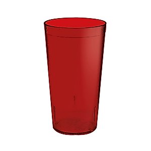 G.E.T. Heavy-Duty Plastic Restaurant Tumblers, 16 Ounce, Red (Set of 12)