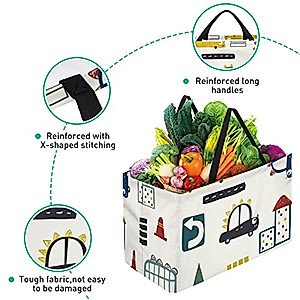 Dinosaur Full Print Large Capacity Laundry Organizer Tote Bag - Reusable and Foldable Oxford Cloth Shopping Bags