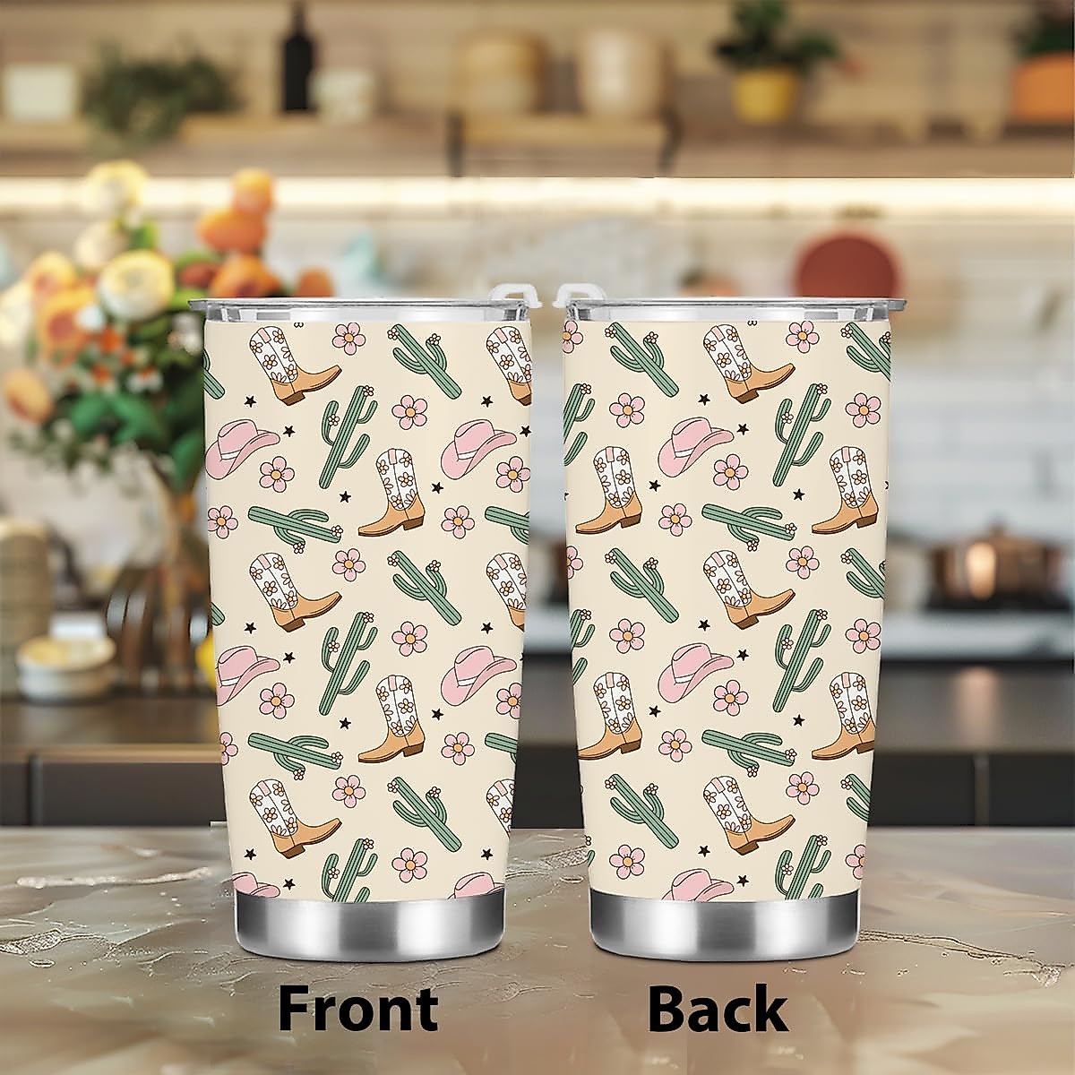 Western Coffee Tumbler, 20 oz Tumbler, Insulated Coffee Mug with Lid, Stainless Steel Thermal Cup, Vacuum Water Bottle Travel Mug Drinking Cups, Western Gifts for Women Girls Sisters, Western Stuff