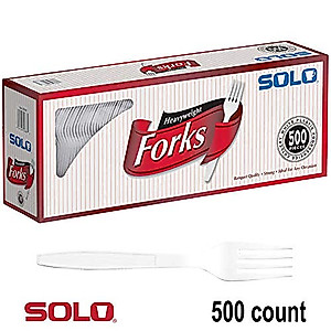SOLO Cup Company Heavyweight Plastic Cutlery, Forks, Standard, White