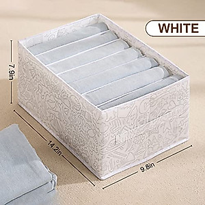 XYSCPDM 7 Grids Clothes Organizer for Folded Clothes [2-Pack] Clothes Drawer Organizer, Drawer Organizers for Clothing, for Jeans, Pants, Sweater, Coat, Scarves (White)