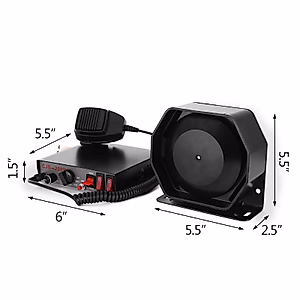 200W Siren Bundle 8 Tones Emergency Warning Siren with PA Speaker MIC System Vehicle Siren Box Fit for Police, Ambulance, Fire Fighting and Engineer Vehicles