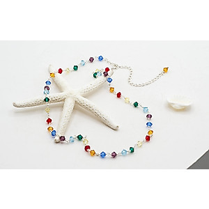 LTC Designs Austrian Crystal Multi Color Beaded Choker Necklace, 14" + 3" Extender for Men,Women,and Teens