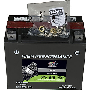 Interstate Batteries YTX20H-BS 12V 18Ah Powersports Battery 310CCA High-Performance AGM Rechargeable Replacement for Arctic Cat, Harley Motorcycles, Bikes, ATVs, Jet Skis, Snowmobiles (CITX20H-BS)