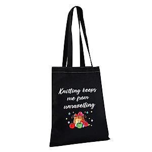 G2TUP Knitting Tote Bag Yarn Storage Bag for Knitting Knitting Keeps Me From Unravelling Knitting Lovers Gift (Knitting Tote Bag)