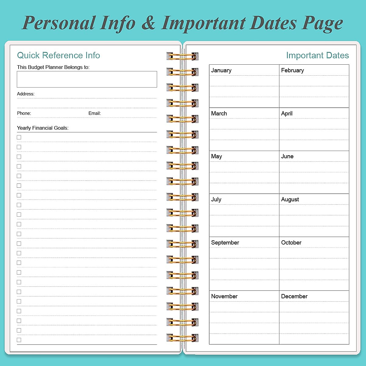 Budget Planner - A6 Expense Budget Tracker, Budget Book for Ledger Book, Money Organizer for Wallet, 3.75" x 6.75", Teal Flower