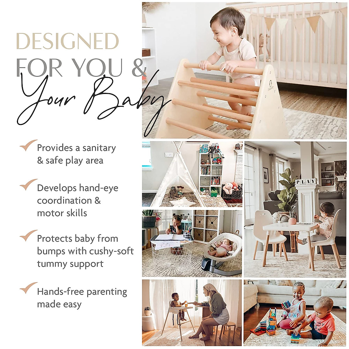 Famokids - Baby Play Mat, Tummy Time Mat, Soft & Comfortable Foam Play Mat for Baby, Interlocking Foam Mat, Non-Toxic & Waterproof Mat, Small, 4 x 4 ft, Moonstone (Grey)