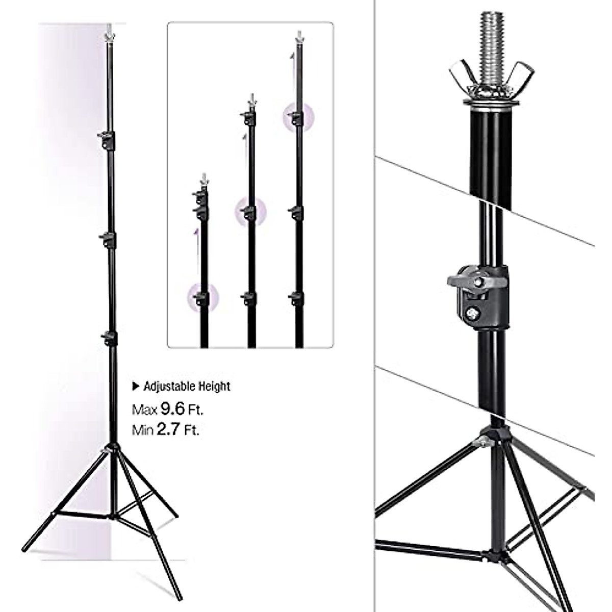 LimoStudio (Heavy Duty) 10 ft. Wide x 9.6 fit. Tall Backdrop Stands, High Stability with Thicker Pole Diameter, Adjustable Width & Length, Background Support System Kit with Accessories, AGG1114