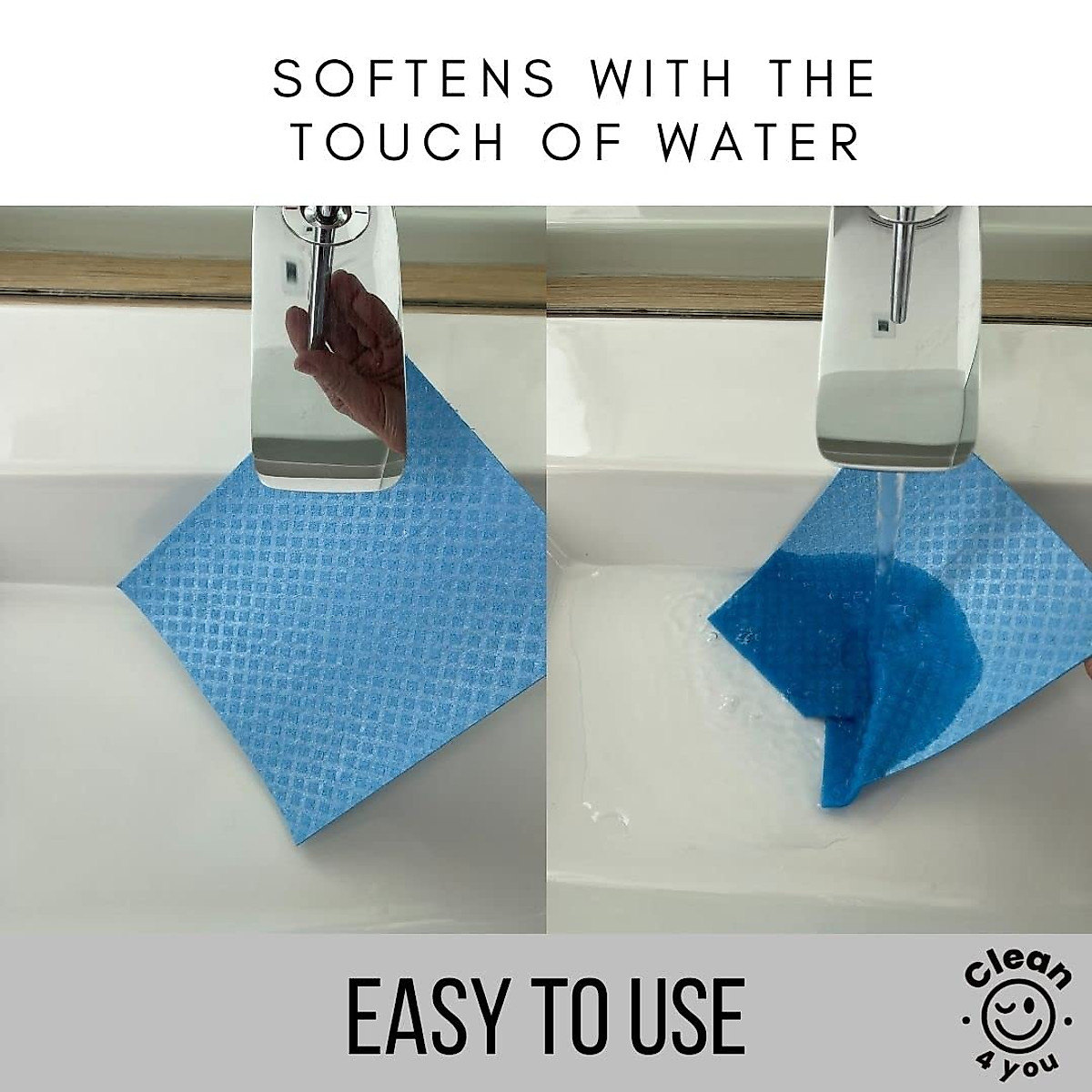 Swedish Dish Cloths, Absorbent Cellulose Sponge Cloths, Washable Cleaning Cloths, No Odor Dishcloths, Reusable Paper Towels, Durable Kitchen Rags (10)