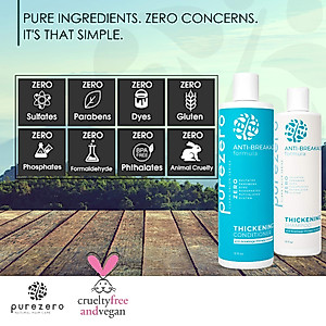 Purezero Anti-Breakage & Thickening Shampoo Conditioner set, For Hair Loss & Hair Thinning, With Biotin, Vitamin C, Caffeine and Saw Palmetto, 100% Vegan & Cruelty Free, Color Safe, 24 ounces