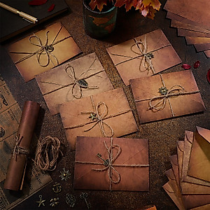 Vintage Stationary Paper and Envelopes Set, Writing Stationery Paper Letter and Envelopes Includes Sheets Antique Letter Papers, Kraft Envelopes, Retro Accessories, Rope (60 Pieces)