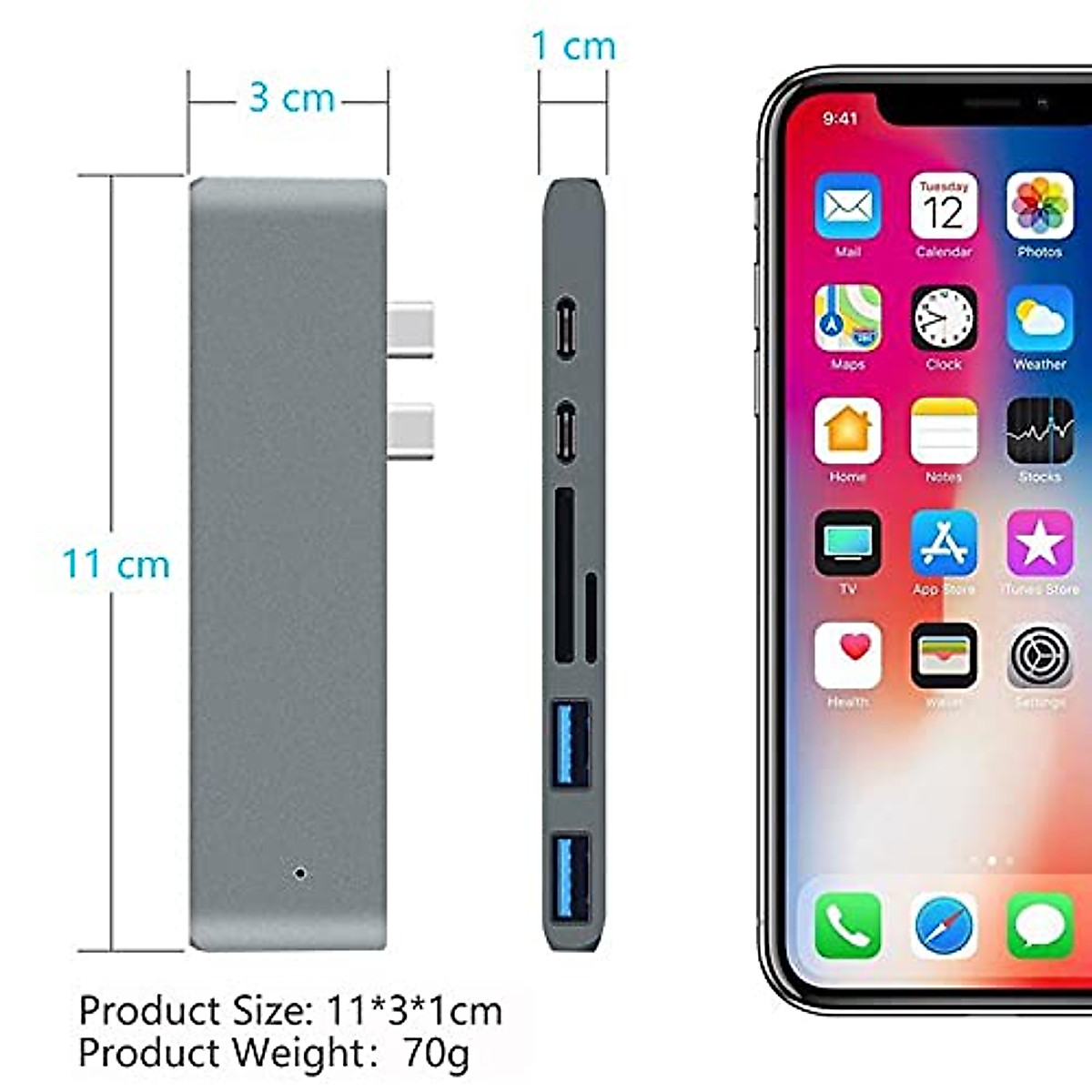 VikTck USB C Adapter for MacBook Pro 2020-2016,MacBook Air 2020-2018 with 4K@60HZ HDMI,2 USB 3.0 Ports,SD/TF Card Reader,USB-C 100W PD and Thunderbolt 3 MacBook Docking Station