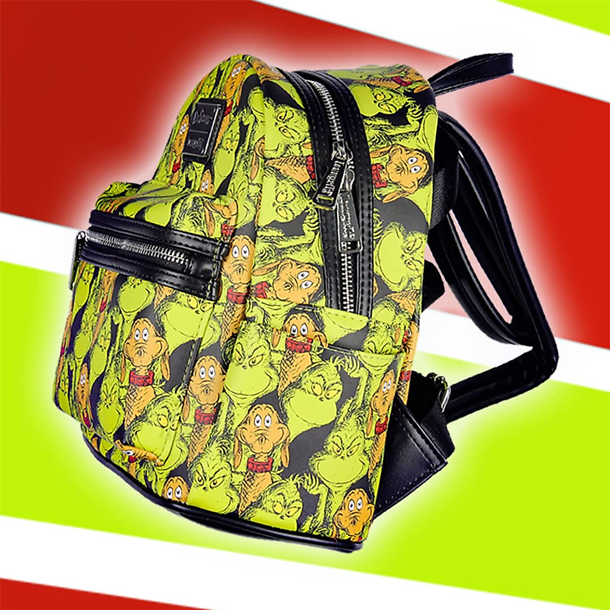 Dr. Seuss The Grinch and Max All-Over Print Faux Leather Mini Backpack