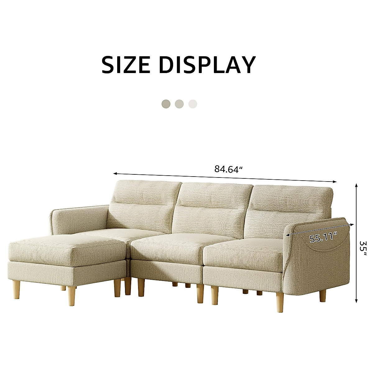 Wimarsbon Convertible Modular Sectional Sofa Couch 4 Seats Modular Sofa with Storage Ottomans Modern Modular Sofa Set for Living Room Lounge
