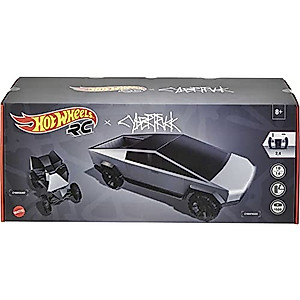 Hot Wheels 1:10 Tesla Cybertruck Radio-Controlled Truck & Electric Cyberquad, Custom Controller, Speeds to 12 MPH, Working Headlights & Taillights, For Kids & Collectors [Amazon Exclusive]