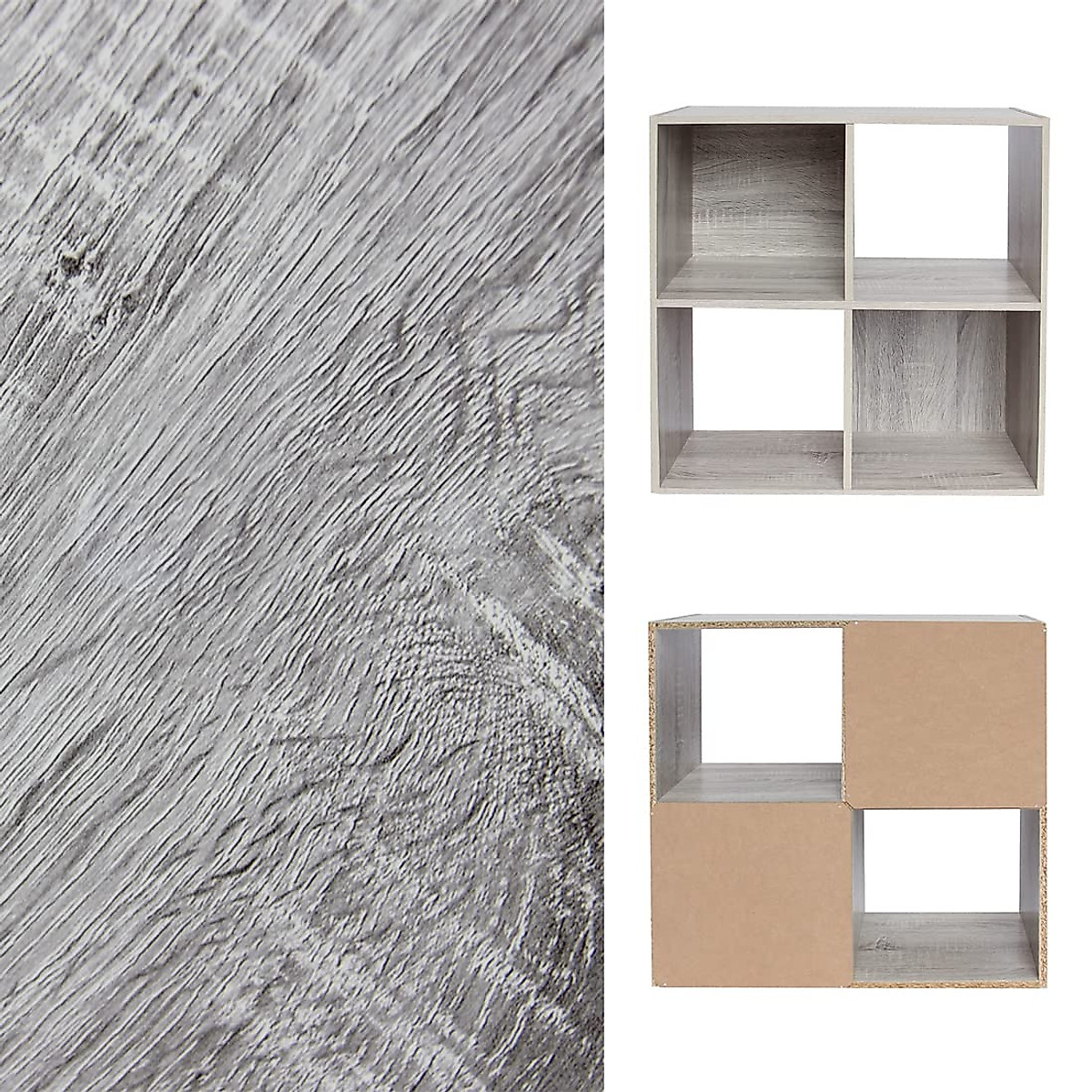 PACHIRA E-Commerce Wooden Storage Bookshelf, 4 Cube Unit Shelf, Closet Cabinet, DVD Rack File Organizer Bookcase Rack, Each Cube 11 Inch, Oak Grey