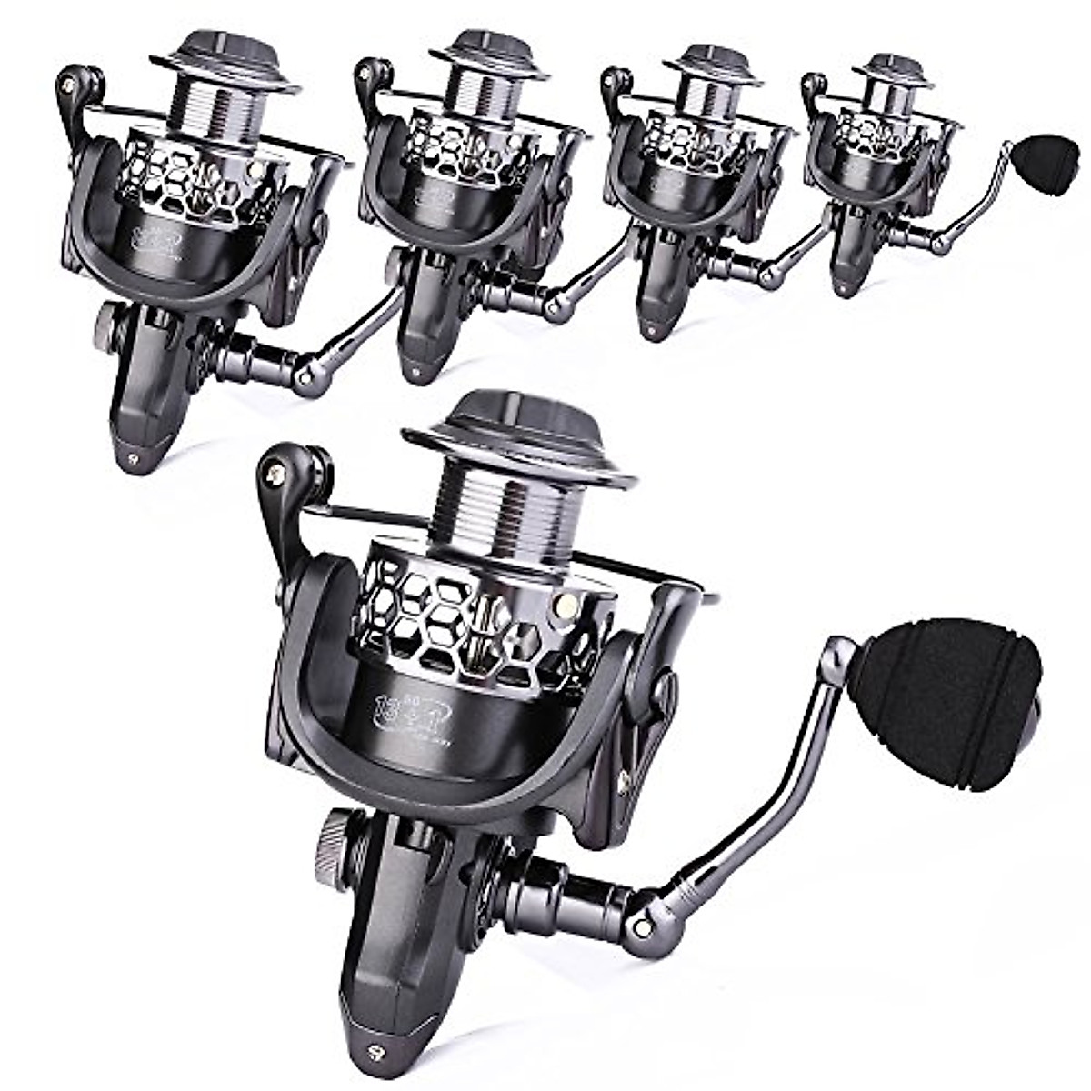 Sougayilang Fishing Reel 13+1BB Light Weight Ultra Smooth Aluminum Spinning Fishing Reel with Free Spare Graphite Spool (XY1000)