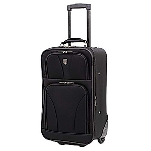 Travelers Club Bowman Expandable Luggage, Black, 3-Piece Set (Dopp/Tote/20)