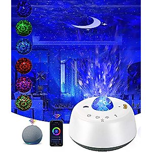 Galaxy Projector,Star Projector Smart Night Light Projector Compatible with Alexa & Google Home,Ocean Wave Starry Night Light for LED Nebula Cloud & Moon Night Light for Baby Kids Adult Bedroom Party