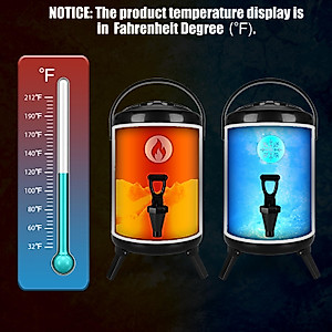 Insulated Beverage Dispenser 12 QT/3.2 Gallon, Stainless Steel Beverage Dispenser Cold and Hot Drink dispenser with Thermometer-Spigot for Hot Tea & Coffee, Cold Milk, Water, Juice