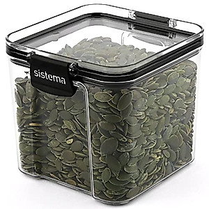 Sistema Ultra Collection Square Food Storage Container, 23.6 oz./0.7 L, Clear/Black