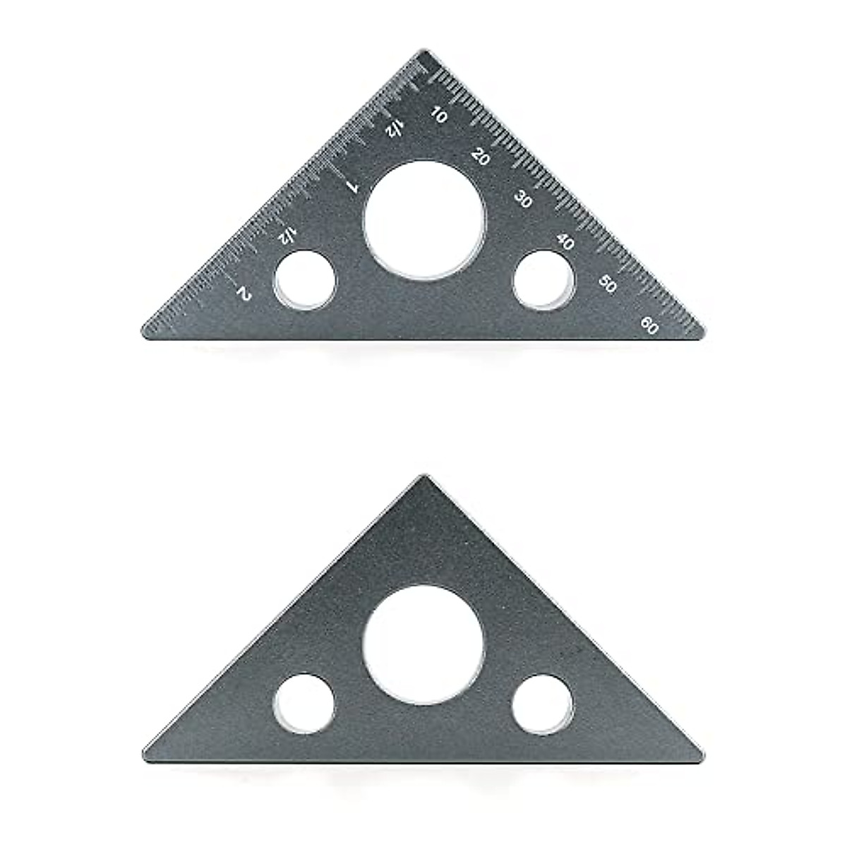 QWORK Aluminum Alloy 45 Degree Angle Ruler, Woodworking Carpenter Imperial Metric Square Triangle Ruler Angle Measurement Workshop Measurement Tool