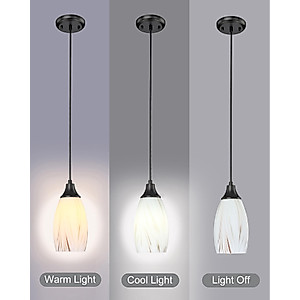 karyfine Mini Glass Pendant Light Kitchen Island Oval Ceiling Hanging lamp Shade with Black Matte finish1pack Milk Blown Glas Pendant Lighting Adjustable Cord for Hallway dining room Bathroom
