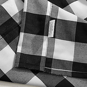 JAIJY Buffalo Check Plaid Balloon Drape Gingham Shade Tie Up Roman Valance Rod Pocket Classic Window Treatment Semi Blackout Curtains for Small Window Farmhouse Kitchen, 1 Panel, 63" Long, Black