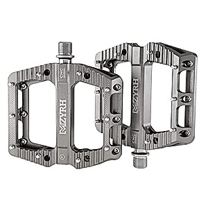 MZYRH Road/Mountain Bike Pedals MTB Pedals Bicycle Flat Pedals 3 Bearings 9/16” Aluminum Alloy Bicycle Platform Pedals for BMX MTB (TI)