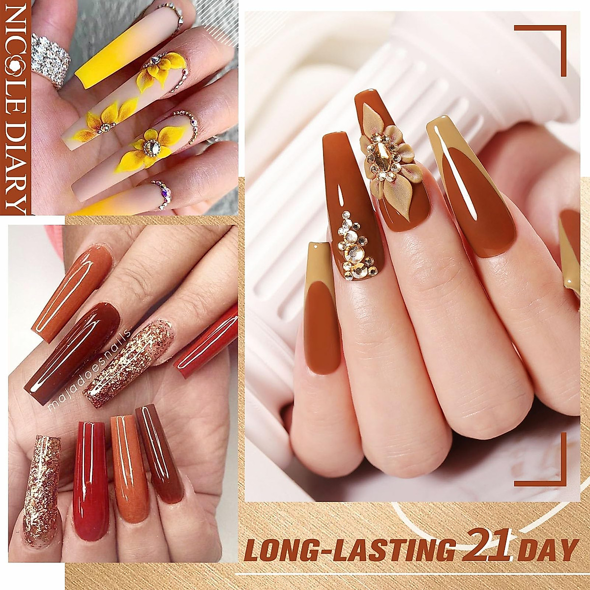 Acrylic Nail Powder Set - Nicole Diary 12 Colors Fall and Winter Acrilicos de uñas Polvo for French Manicure, DIY Nail Art, No UV Light Needed