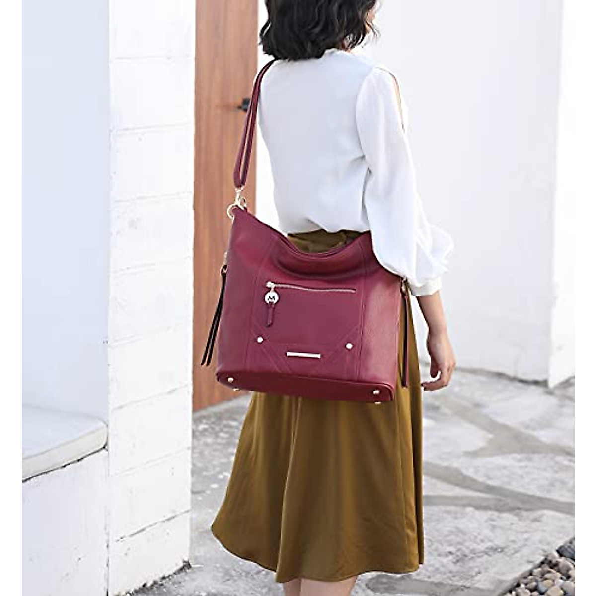 MKF Collection Hobo Purses for Women – Soft PU Leather Handbag Womens Hobo Shoulder bag – Fashion Top Handle Pocketbook Mustard