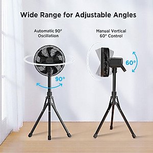 Marchpower Portable Pedestal Fan with Remote 12" Rechargeable Collapsible Fan Osciallating Foldable Floor Fan with Timer, Cordless Foldaway 5-Speed Telescopic Table Fan for Home Trave Picnic Camping