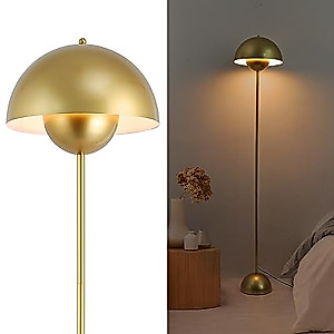 COSYLUX Modern Floor Lamp for Living Room, Industrial Tall Standing Lamp for Bedroom, Metal Shade Reflecting Light Reading Floor Lamp for Office, Nursery Room, Corner(Gold)