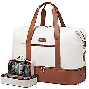 LOVEVOOK Weekender Bag, Large Travel Duffel Bag for Women with 2 Packing Cubes, Carry on Overnight Bag with Shoe Compartment, Mom Hospital Bags for Labor and Delivery