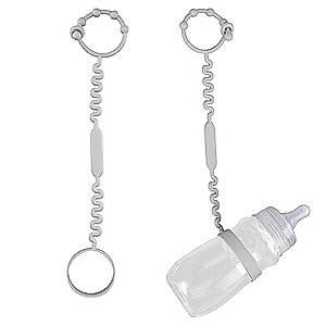 2pcs Baby Bottle Strap, Grey Silicone Sippy Cups Strap Elastic Bottle Bungee Toddlers Kids Sippy Cup Catcher Holder Safety for High Chair, Stroller, Home, Outdoor