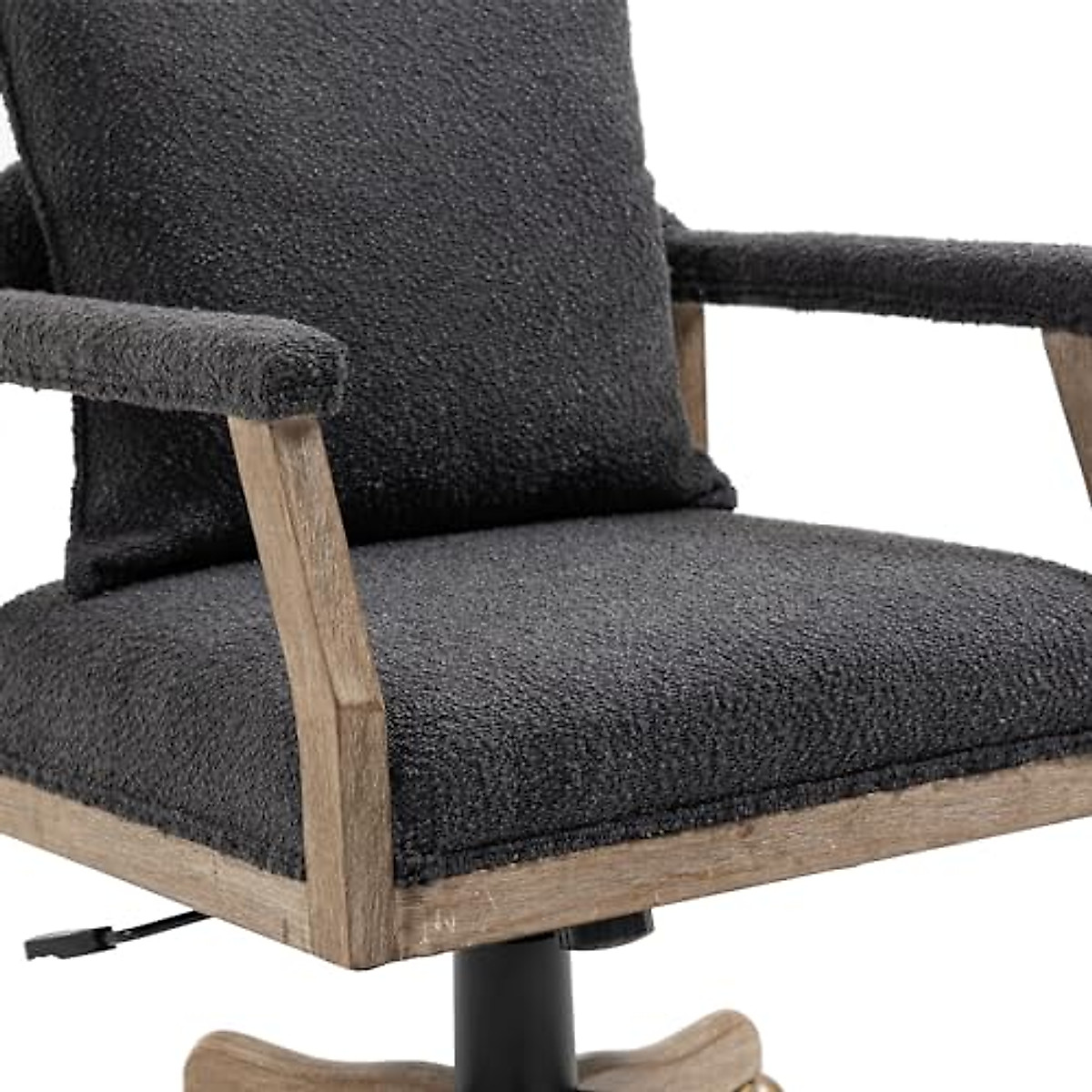 Office Desk Chair with Wheels, Modern Swivel Height Adjustable Desk Chair with Armrest and Ergonomic Back Fabric Padded Computer Task Chair Vanity Chair for Home Office, Black