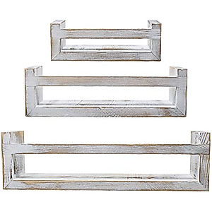 Sorbus Floating Shelves - Rustic Floating Book Shelves Wall Mount Wooden Hanging Ledge Storage Shelf Organizer for Kids Room Baby Nursery Decor, Living Room Playroom, Bathroom, Bedroom etc, Set of 3